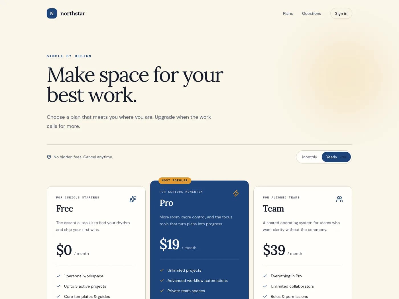 Tiered Pricing Page