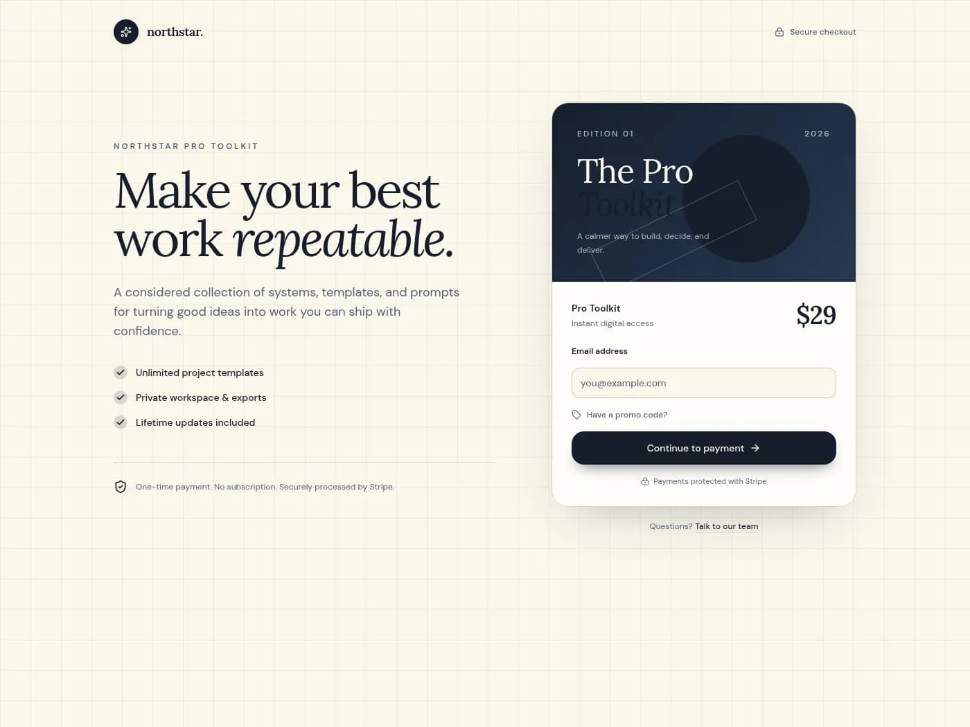 Pro Checkout Page