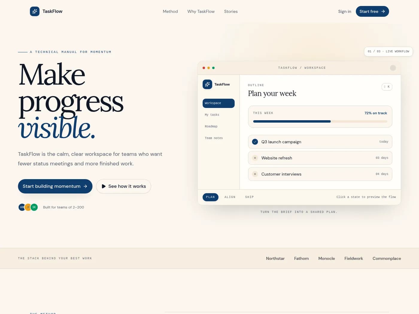 TaskFlow Landing Page