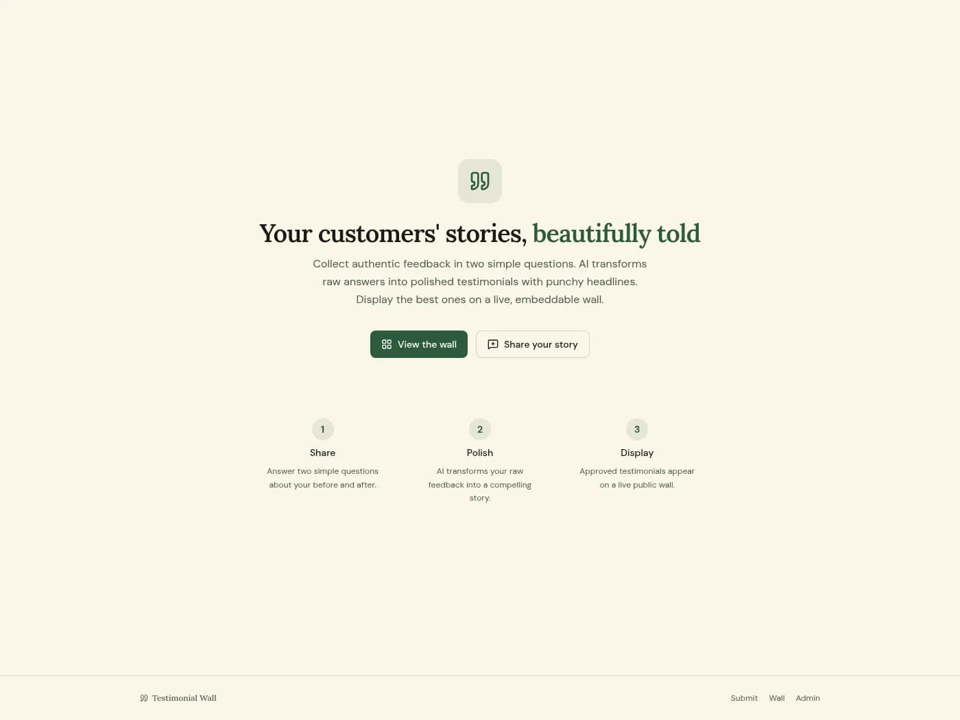 Testimonial AI Wall