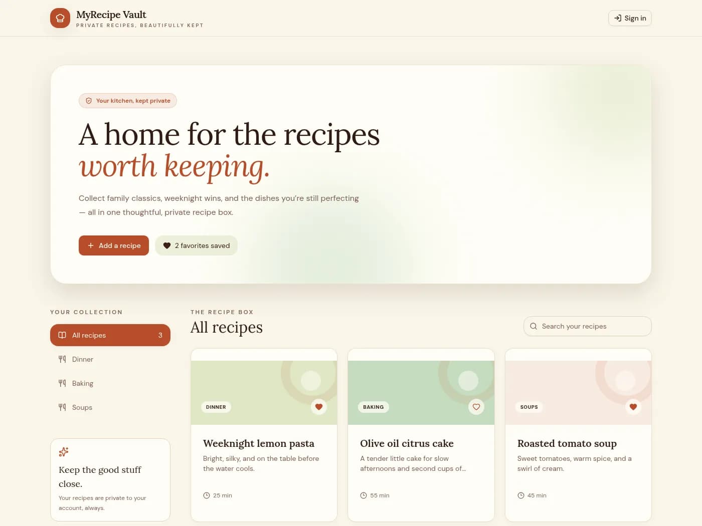 MyRecipe Vault